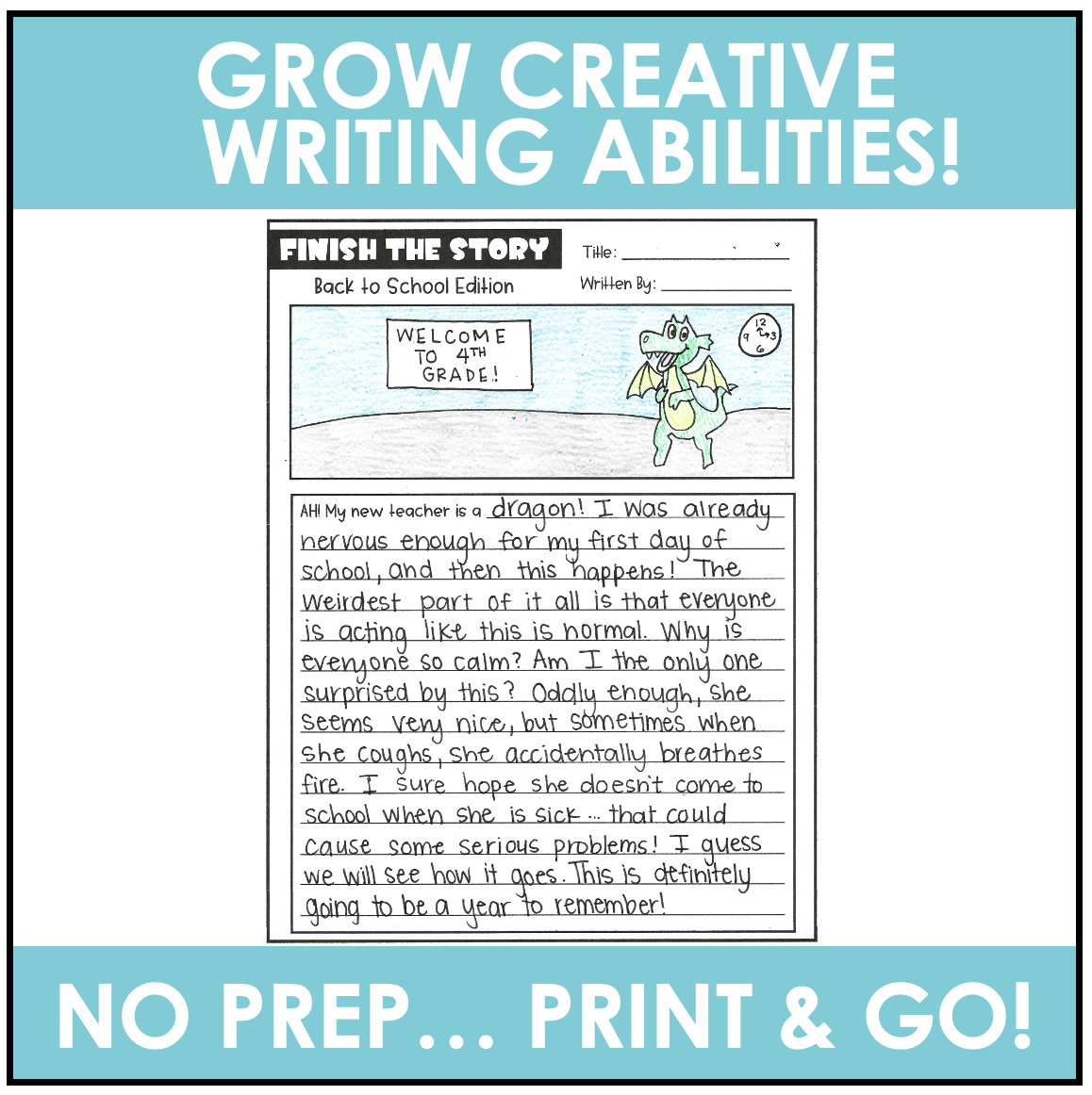 Back to School Writing Activity Finish the Story Creative Writing ...