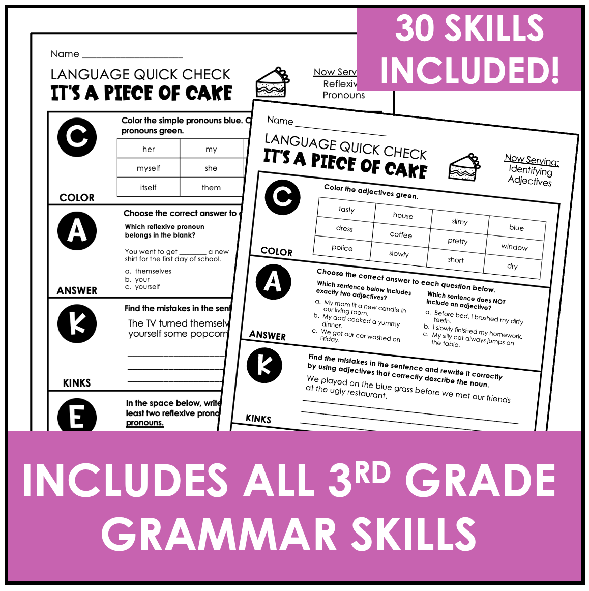 3rd Grade Grammar Practice Worksheets and Assessments | Made By Teachers