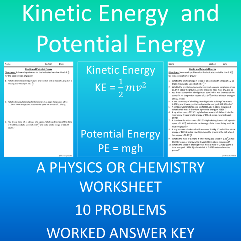 Calculating Kinetic Energy, Potential Energy, and Total Energy ...