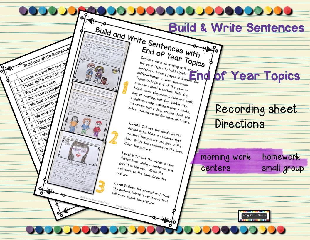 Sentence Writing | End of Year Scrambled Sentences | Made By Teachers