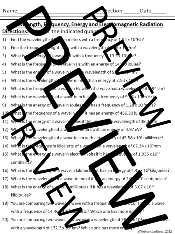 Wavelength, Frequency, and Energy of Waves: A Chemistry or Physics ...