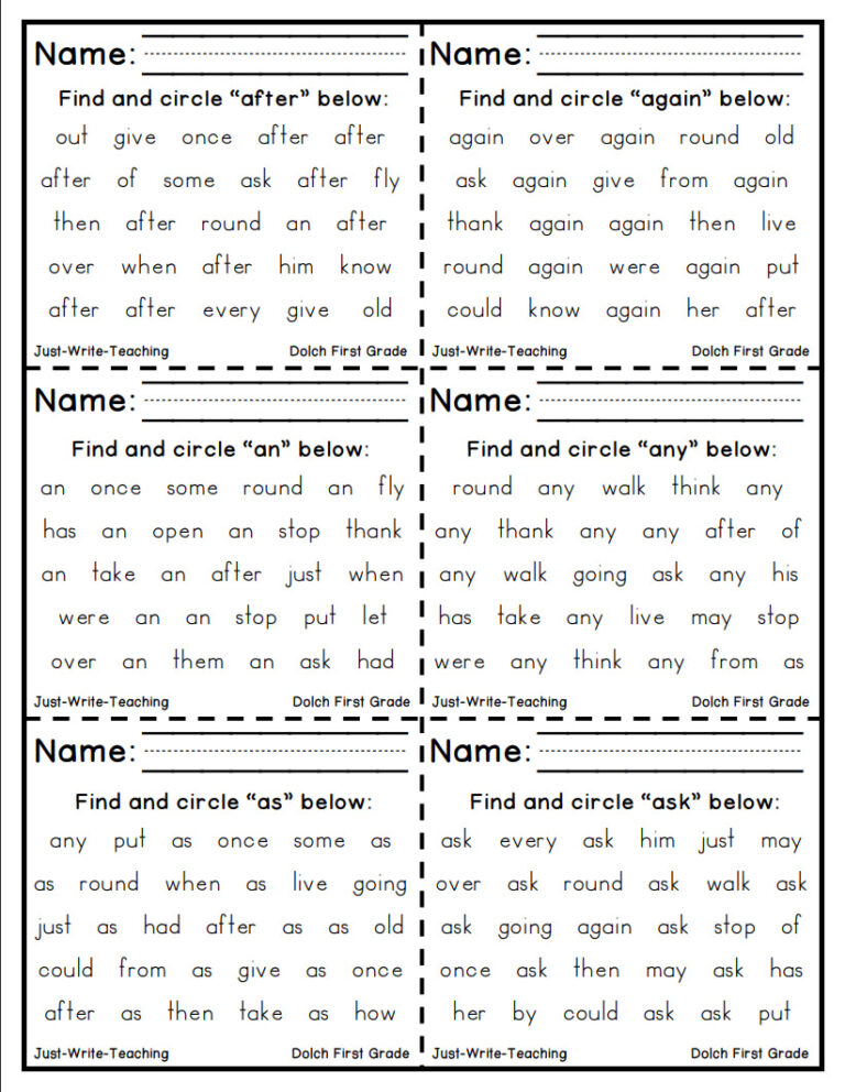 First Grade Sight Word Task Cards | Made By Teachers