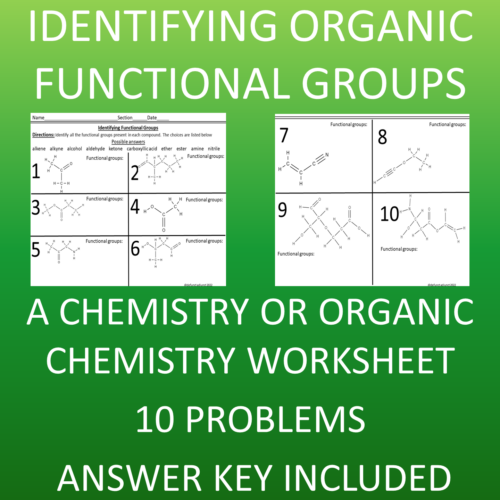 Identifying Organic Functional groups: A Chemistry Worksheet | Made By ...