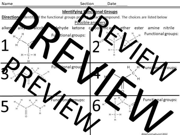 Identifying Organic Functional groups: A Chemistry Worksheet | Made By ...