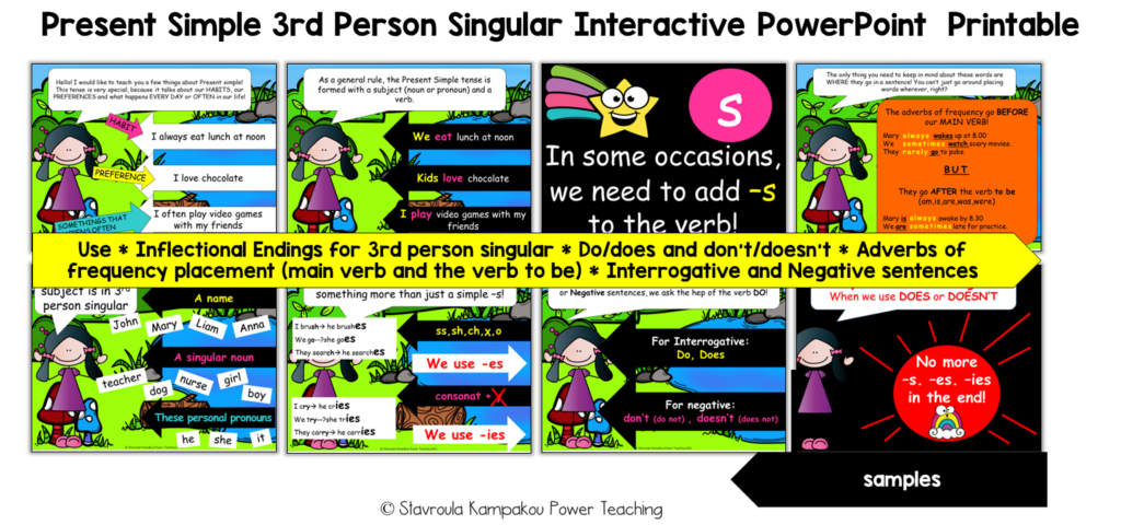 Present Simple 3rd Person Singular Interactive PowerPoint Printable ...
