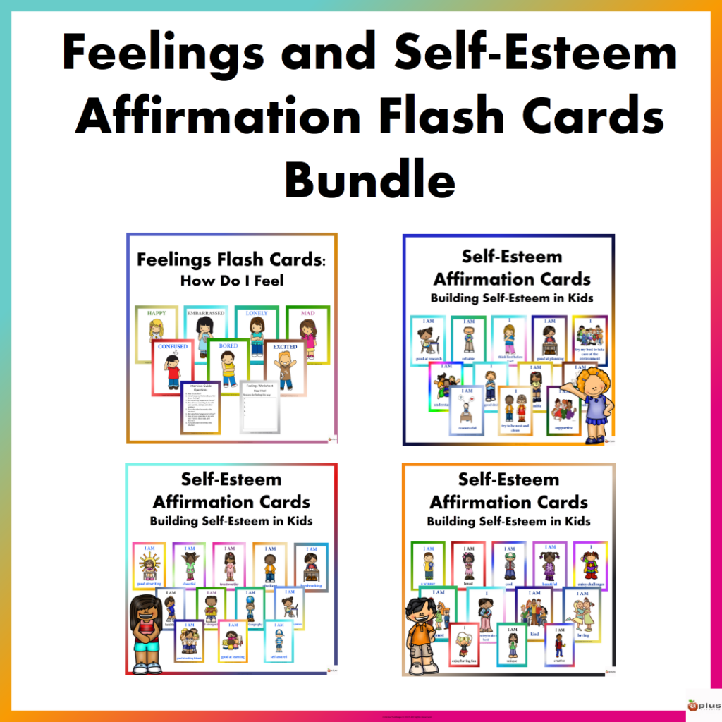 Feelings and Self-Esteem Affirmation Flash Cards Bundle | Made By Teachers