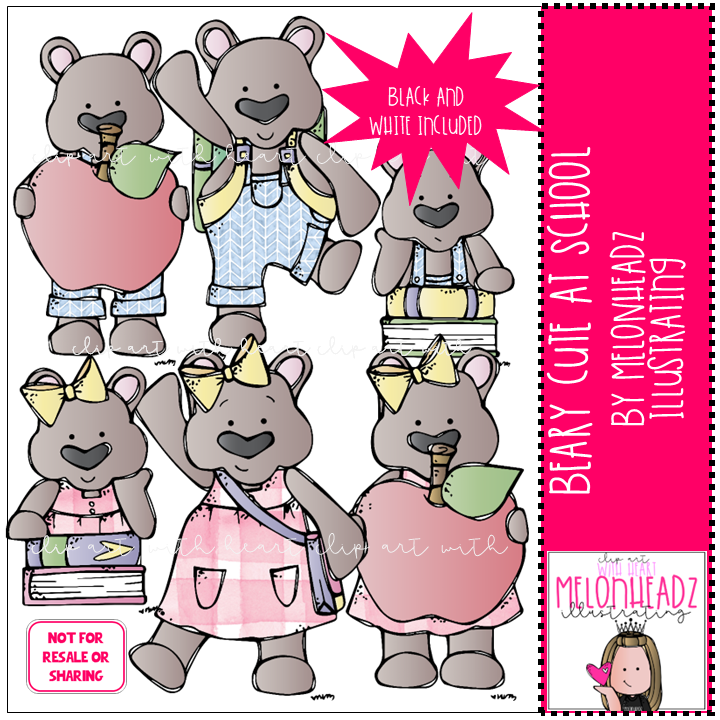 Beary Cute clipart at school MINI by Melonheadz | Made By Teachers