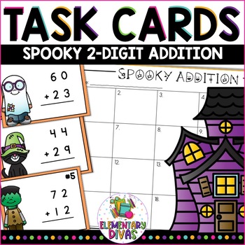 2 Digit Addition Halloween Task Cards | Made By Teachers