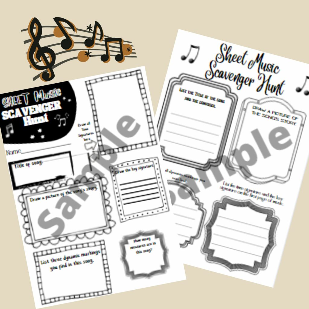Three Sheet Music Scavenger Hunt Worksheets for Choirs | Made By Teachers