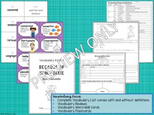 Because of Winn-Dixie Novel Study Unit | Comprehension and Vocabulary ...