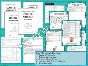 Because of Winn-Dixie Novel Study Unit | Comprehension and Vocabulary ...