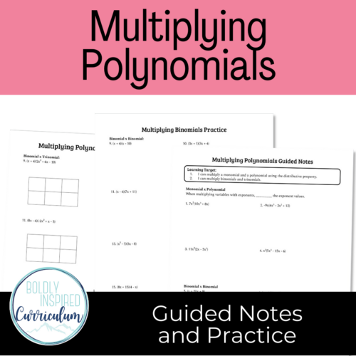 Multiplying Polynomials Guided Notes and Worksheets | Made By Teachers