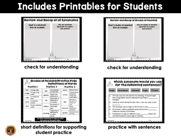 Shades of Meaning and Synonyms POWERPOINT Lessons and WORKSHEETS | Made ...