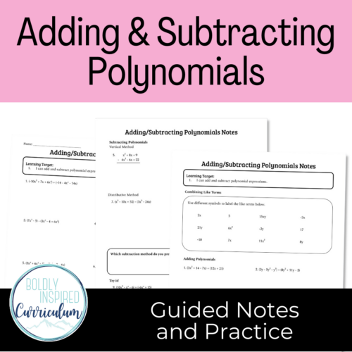 Adding and Subtracting Polynomials Guided Notes and Worksheets | Made ...