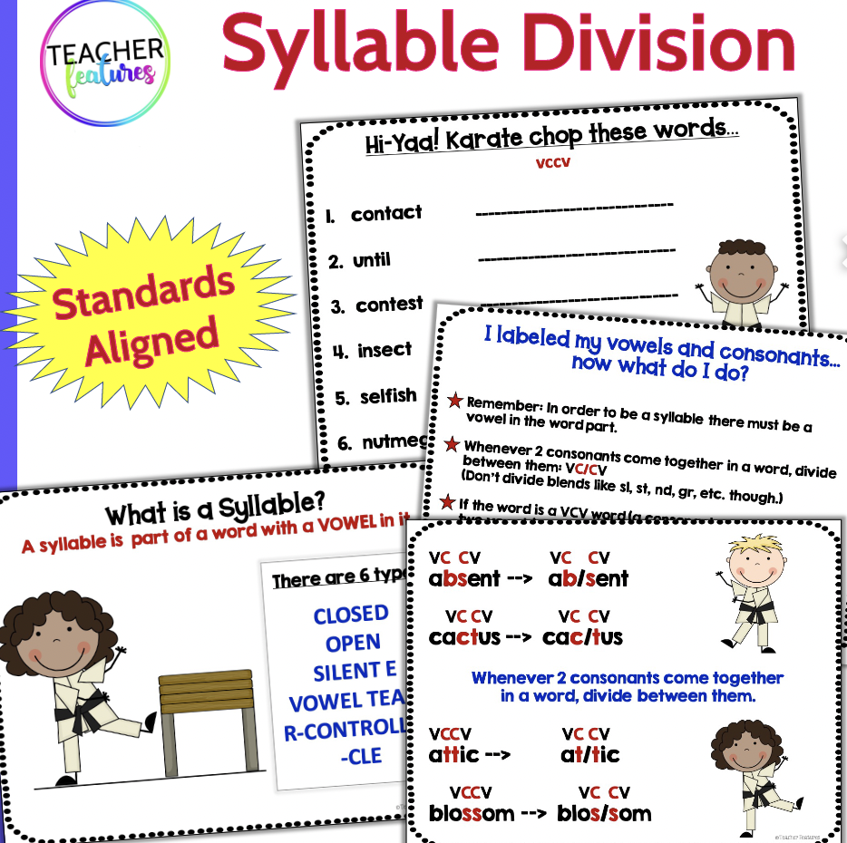 6 SYLLABLE TYPES Open & Closed SYLLABLE DIVISION GAMES Karate Theme ...