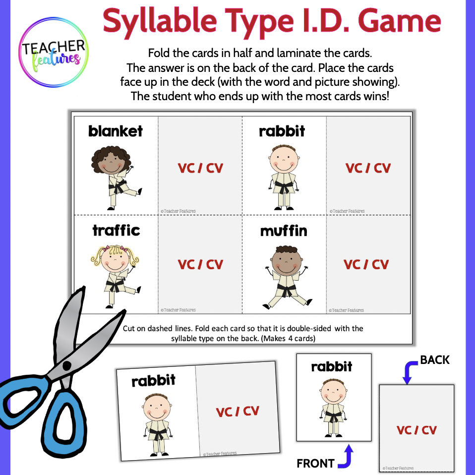 6 SYLLABLE TYPES Open & Closed SYLLABLE DIVISION GAMES Karate Theme ...