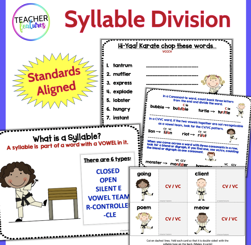 6 SYLLABLE TYPES Games & SYLLABLE DIVISION Rules (Cle, CVVC, VCCCV ...