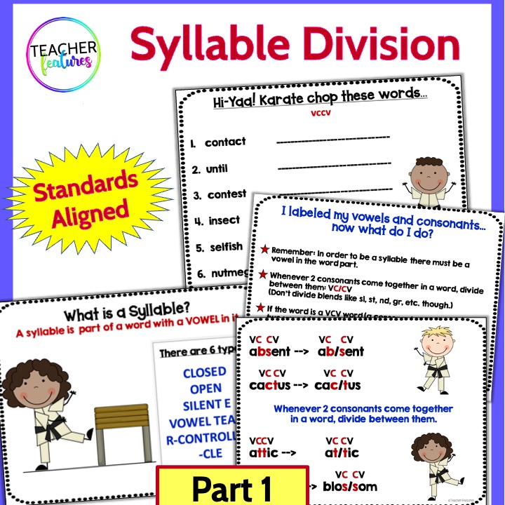 6 SYLLABLES TYPES Games & Activities SYLLABLE DIVISION Karate Themed ...