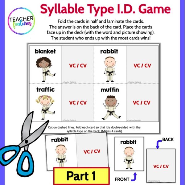 6 SYLLABLES TYPES Games & Activities SYLLABLE DIVISION Karate Themed ...