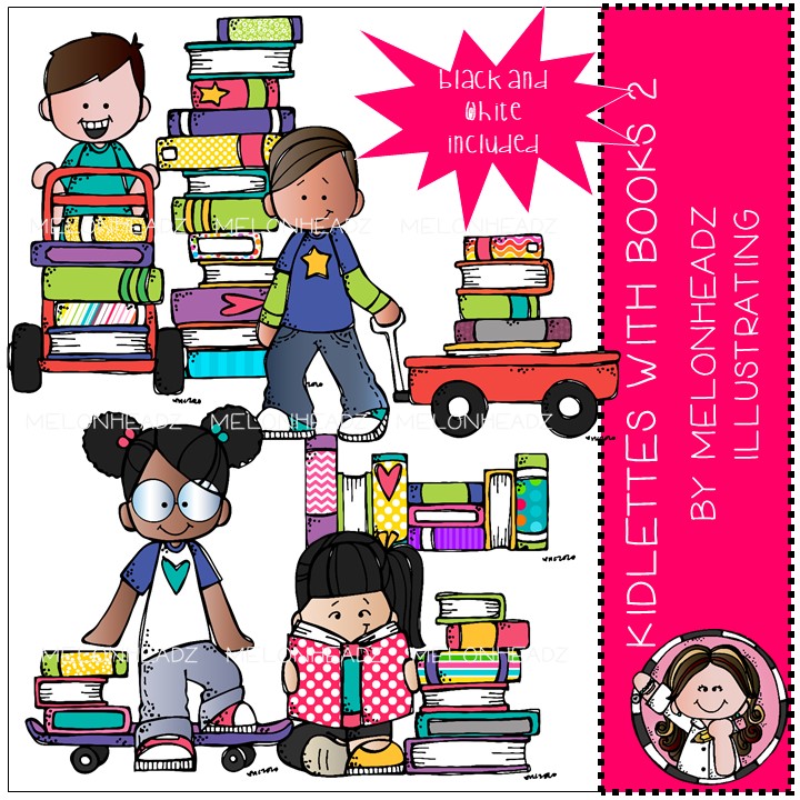 Kidlettes clipart with books MINI set 2 by Melonheadz | Made By Teachers