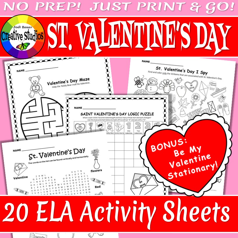 St. Valentine's Day English Activity Sheets - No Prep! | Made By Teachers