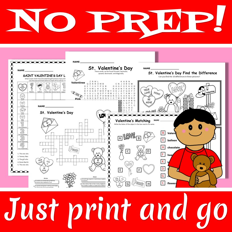 St. Valentine's Day English Activity Sheets - No Prep! | Made By Teachers