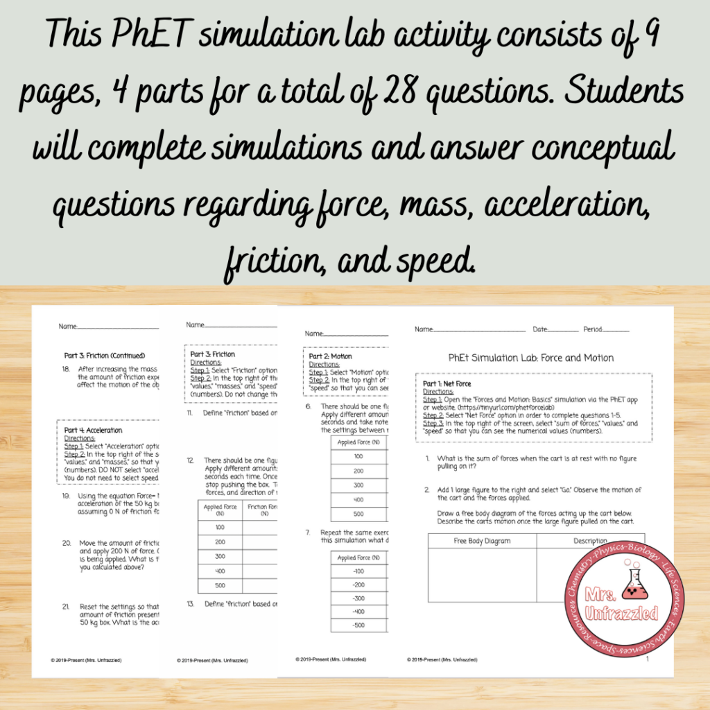 Distance Learning: PhET Simulation Lab: Force and Motion | Made By Teachers