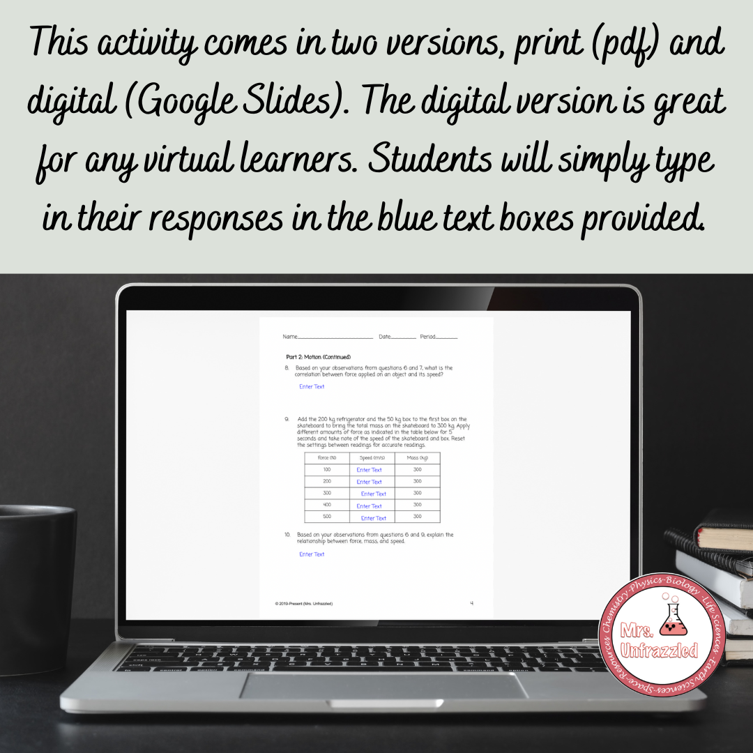 Distance Learning: PhET Simulation Lab: Force and Motion | Made By Teachers