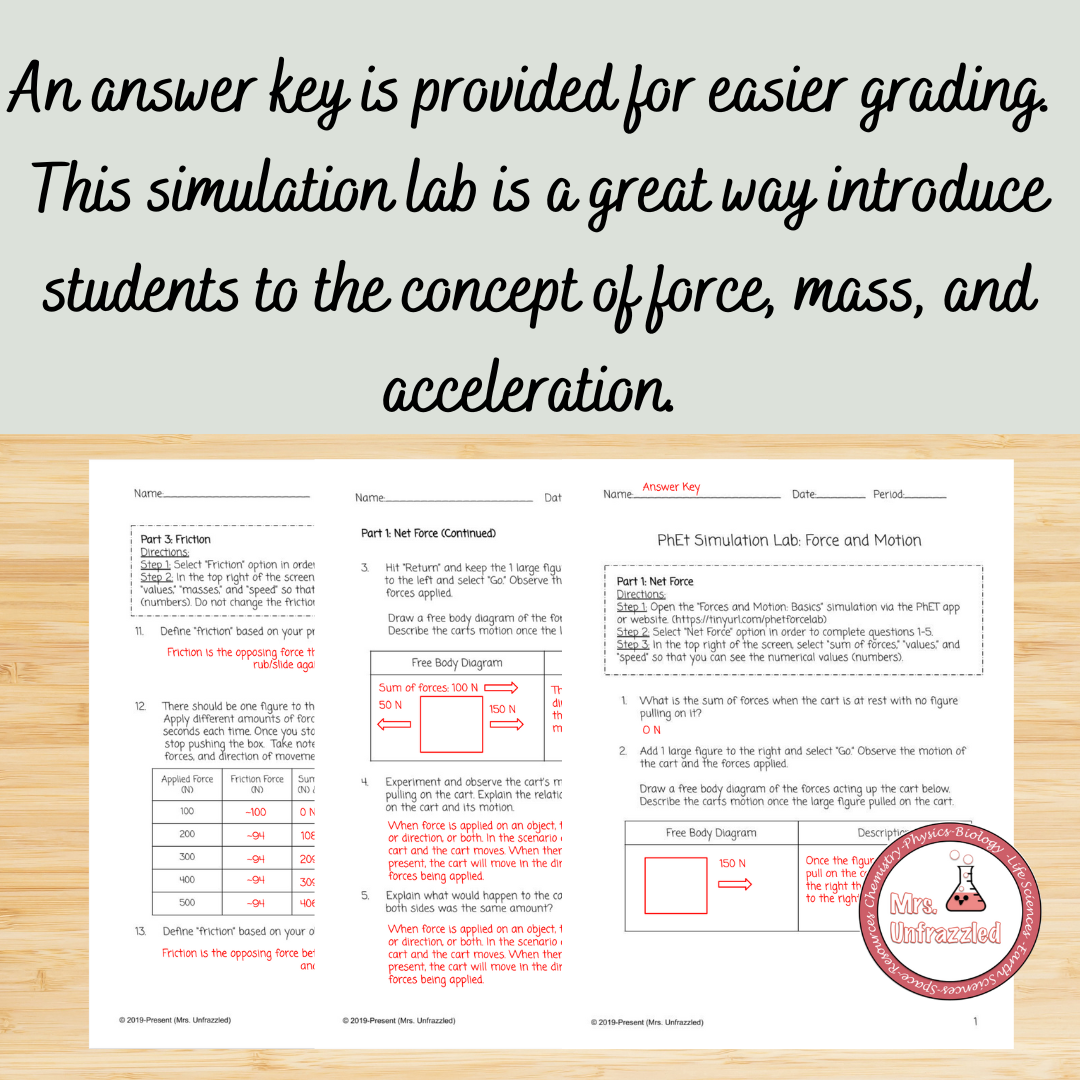 Distance Learning: PhET Simulation Lab: Force and Motion | Made By Teachers