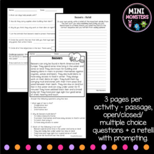 3rd & 4th Grade Reading Comprehension Passages and Questions, Set 2 ...