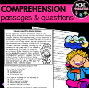 3rd & 4th Grade Reading Comprehension Passages and Questions, Set 3 ...