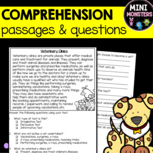 3rd & 4th Grade Reading Comprehension Passages and Questions, Set 4 ...