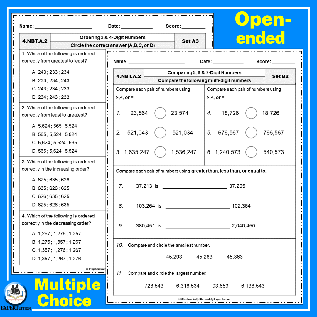 Comparing And Ordering Numbers Worksheets For 3rd 4th And 5th Grade Comparing And Ordering Numbers Worksheets For 3rd 4th And 5th Grade