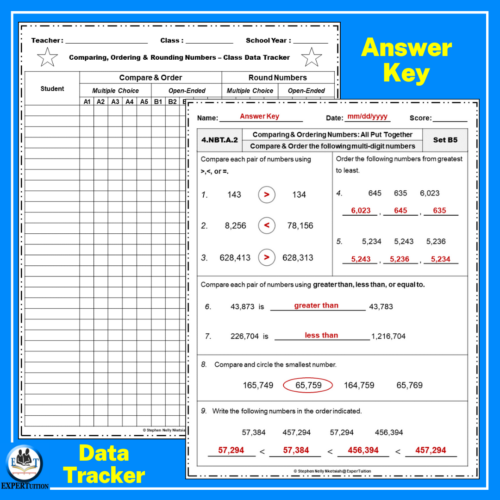 Comparing and Ordering Numbers Worksheets for 3rd, 4th and 5th Grade ...