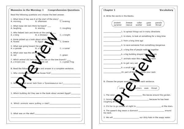 Magic Tree House "Mummies in the Morning" worksheets | Made By Teachers