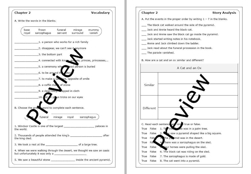 Magic Tree House "Mummies in the Morning" worksheets | Made By Teachers