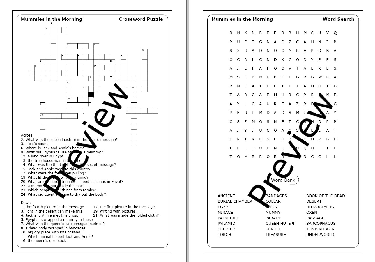 Magic Tree House "Mummies in the Morning" worksheets | Made By Teachers