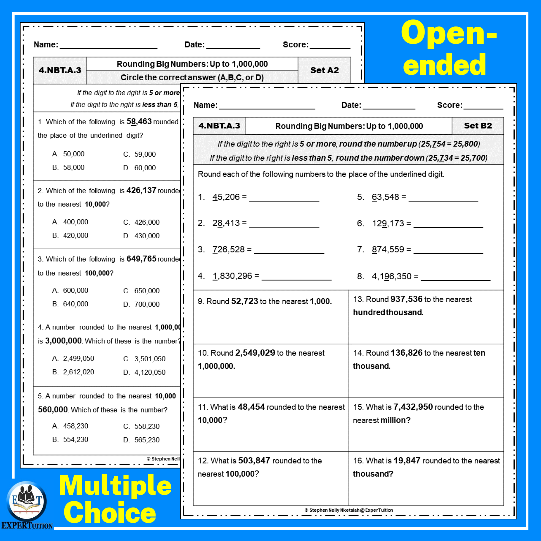 Rounding Whole Numbers Worksheets 4th Grade Place Value Made By