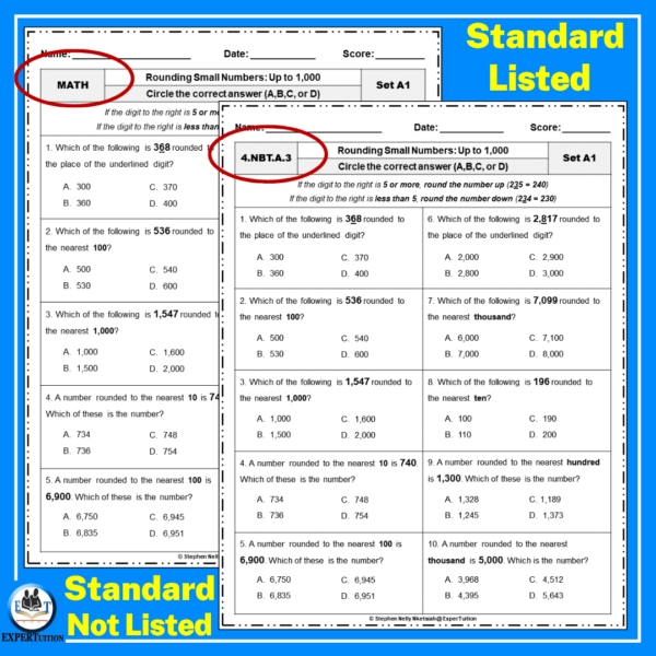 Rounding Whole Numbers Worksheets | 4th Grade Place Value | Made By ...