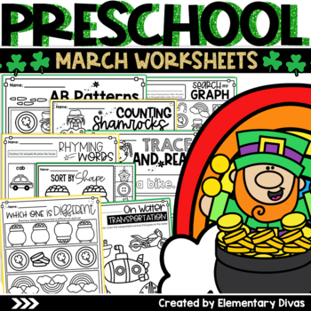 MARCH St. Patrick's Day Preschool NO Prep Monthly Packet | Made By Teachers