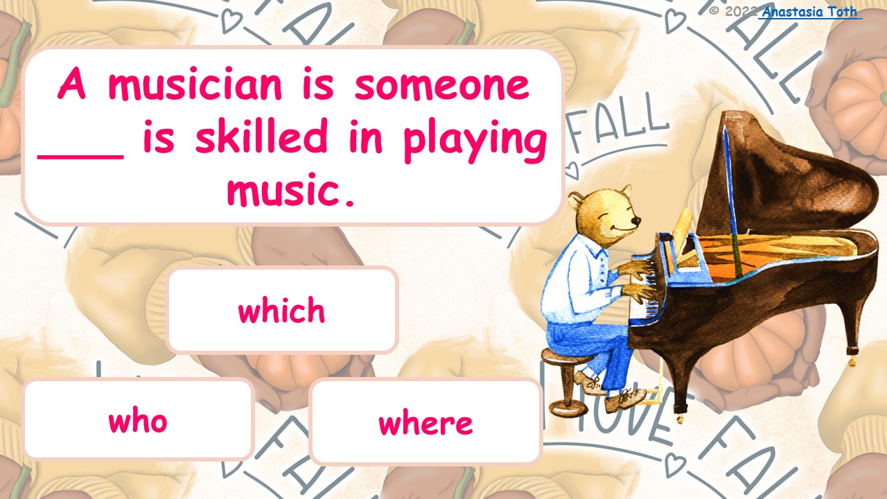 RELATIVE CLAUSES who which where interactive grammar game | esl fall ...