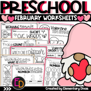 FEBRUARY Valentines Day Preschool NO Prep Packet | Made By Teachers