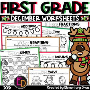1st Grade Winter No-Prep Worksheet Packet for December | Made By Teachers