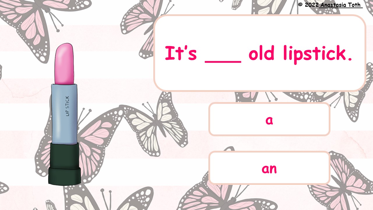 ESL EFL a or an articles grammar game quiz test for adults/teens | Made ...