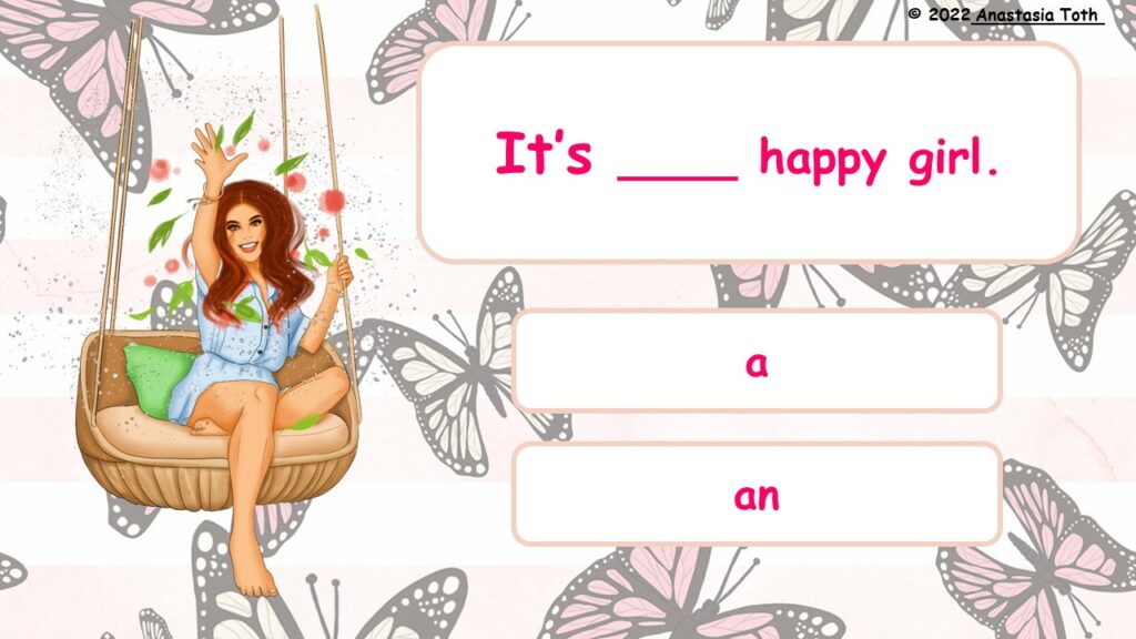 ESL EFL a or an articles grammar game quiz test for adults/teens | Made ...