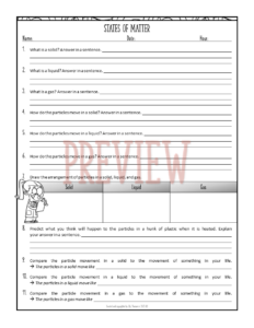 States of Matter Worksheet: Solids, Liquids, and Gases | Made By Teachers