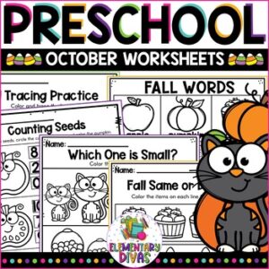OCTOBER FALL Preschool NO PREP Worksheet Packet (Pre-K) | Made By Teachers
