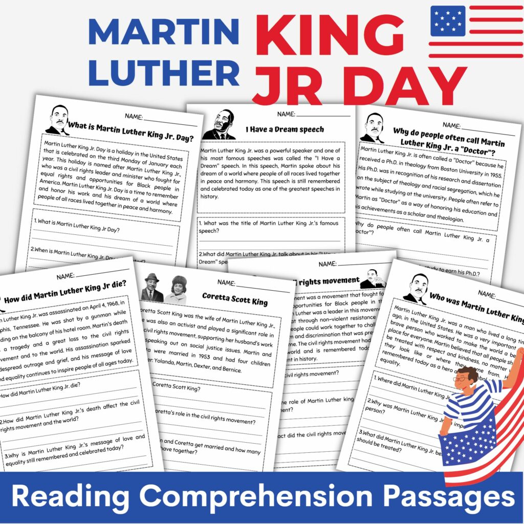 Martin Luther King Jr No prep Reading Comprehension | black history ...