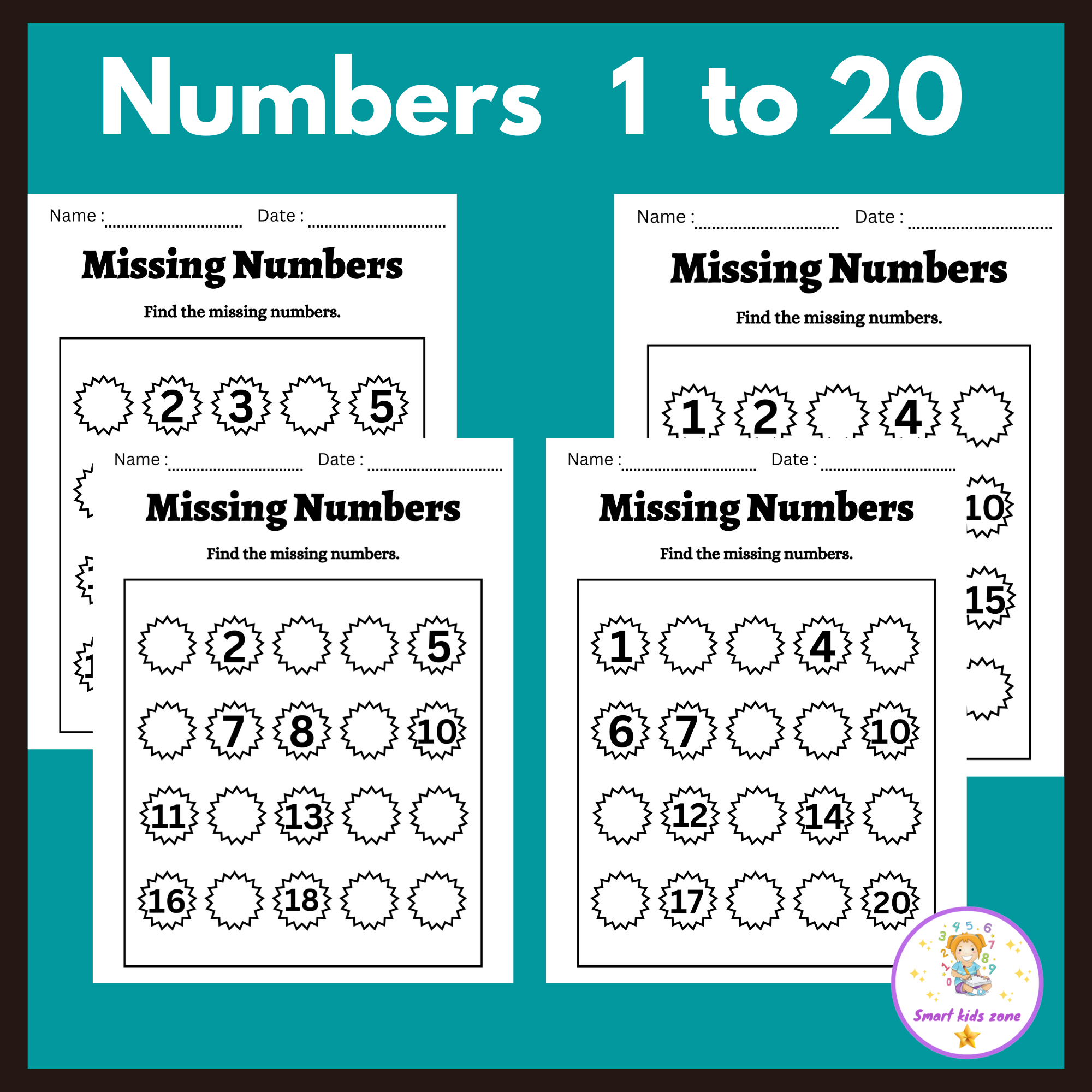 Missing Numbers Worksheets | Number Recognition 1-20 | Made By Teachers