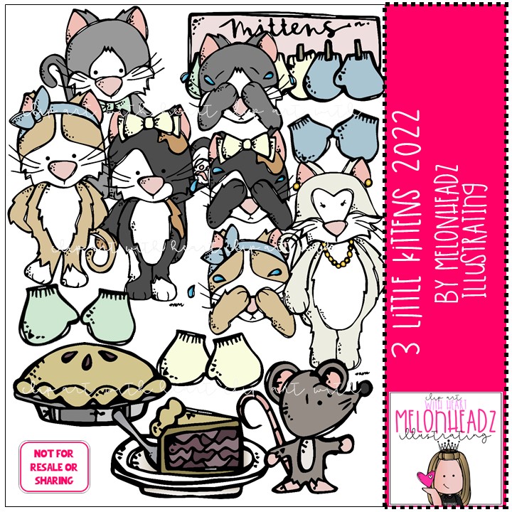 Three Little Kittens clipart COMBO PACK by Melonheadz 2022 | Made By ...